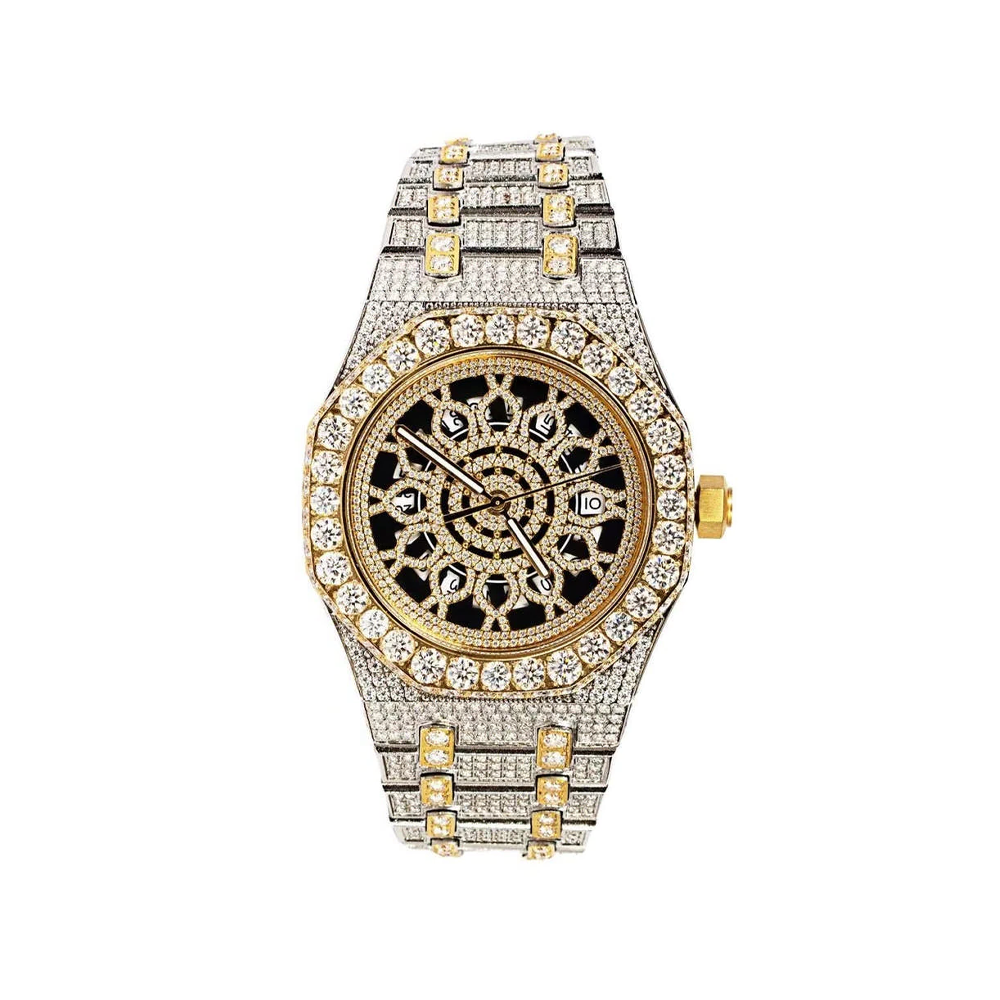 Moissanite Skeleton Octagon Watch 2 Tone Gold (Made To Order) – Master ...