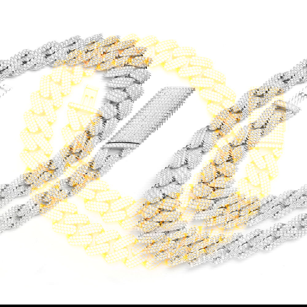 925 Silver Moissanite 18mm Miami Cuban 22 Inch Chain Necklace – Master ...